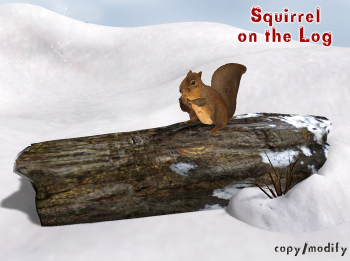 Second Life Marketplace - Squirrel on the Log / Snow pile and Twigs - Copy/Modify